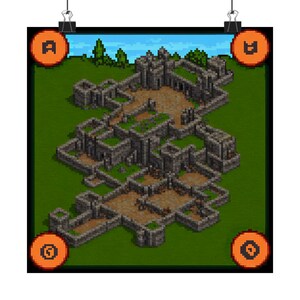 Video Game Pixel Art Castle Ruins, Retro 8 Bit Wall Decor, Nostalgic ...