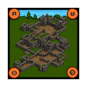 Video Game Pixel Art Castle Ruins, Retro 8 Bit Wall Decor, Nostalgic ...