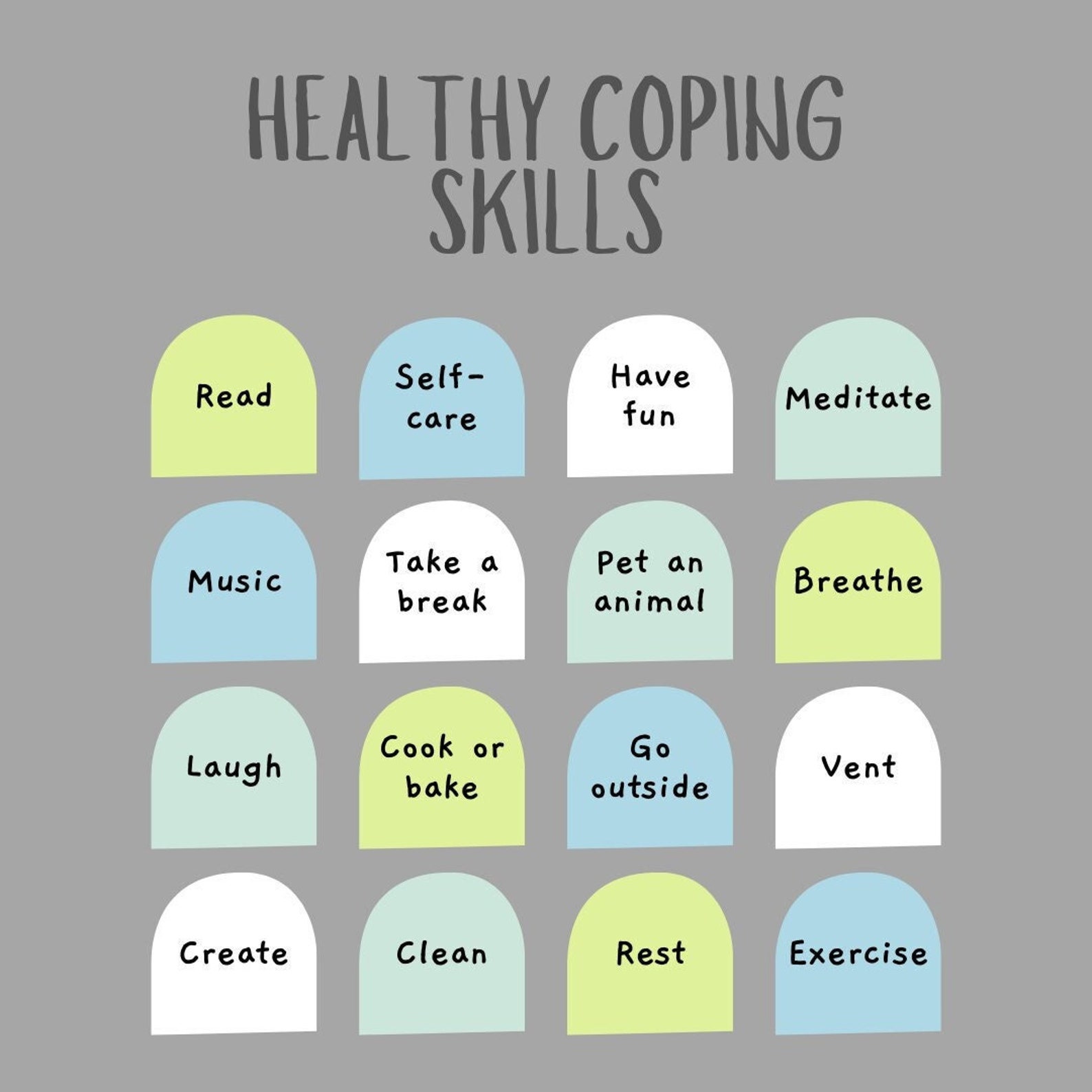 Healthy Coping Skills Poster, Therapy Office Decor, Stress Mangement ...