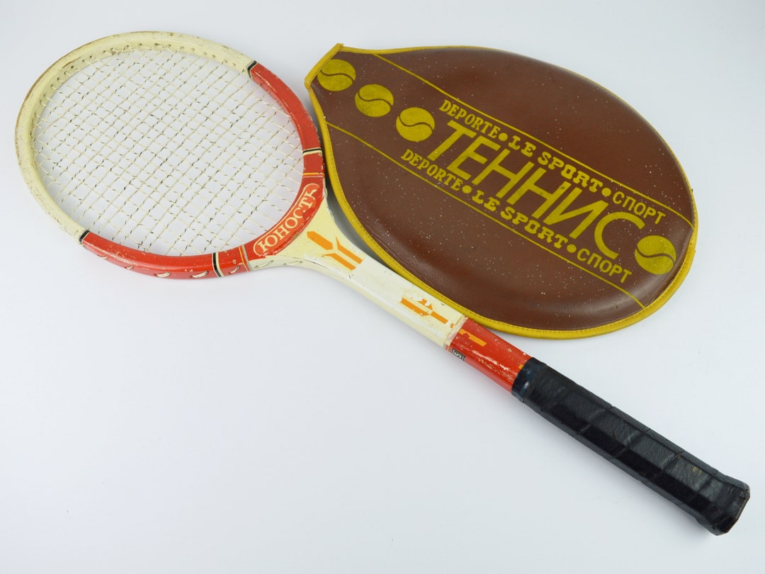 Vintage Soviet Tennis Racket Made of Wood With Leather Case Retro ...