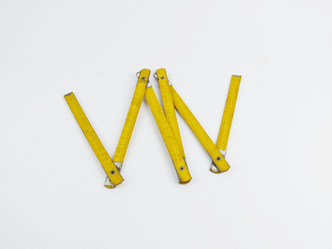 Vintage Folding Ruler, Retro Carpenter Meter, Yellow Measuring Tool ...