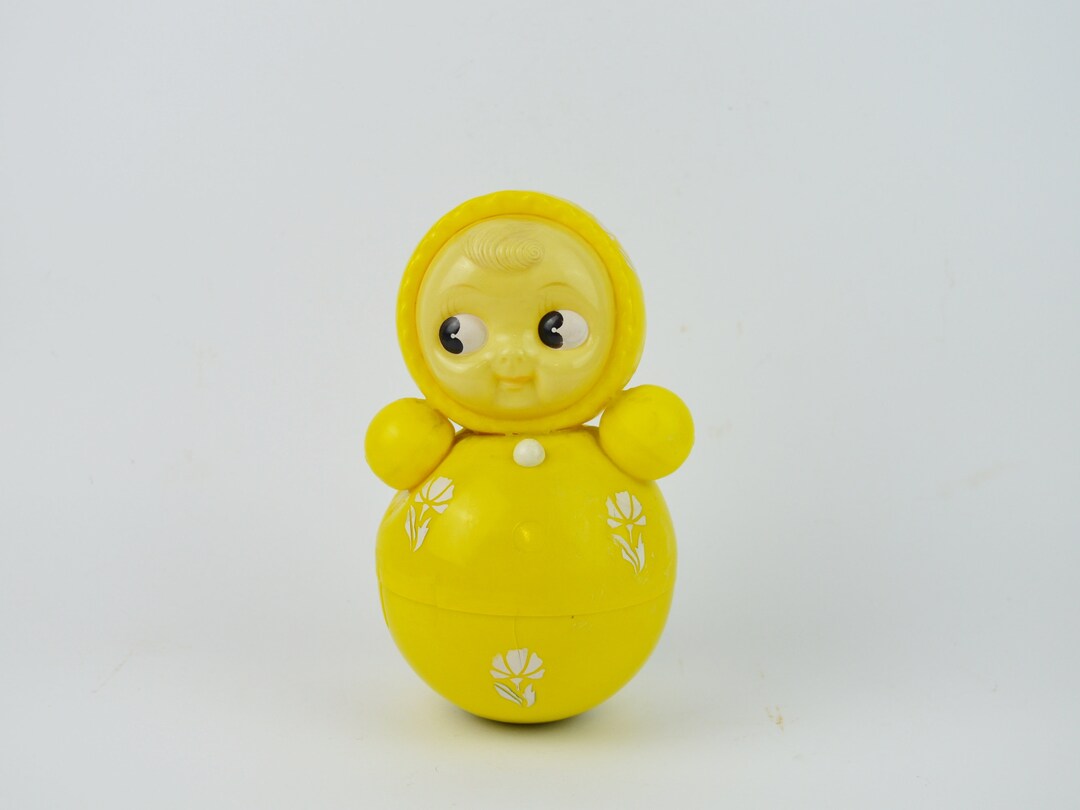 Vintage Roly Poly Toy Doll Soviet Yellow Nevelyaskka Retro Tilting Doll ...