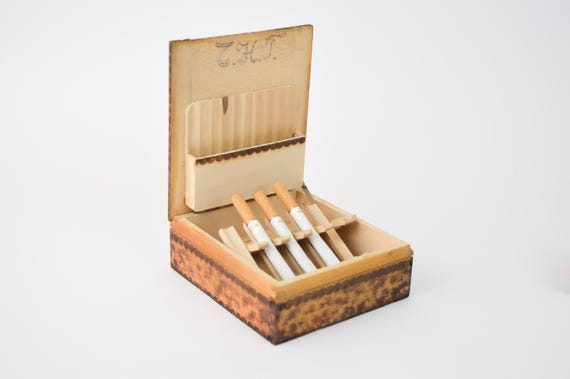 Vintage Cigarette Box, Retro Wooden Cigarettes Case, … - Gem