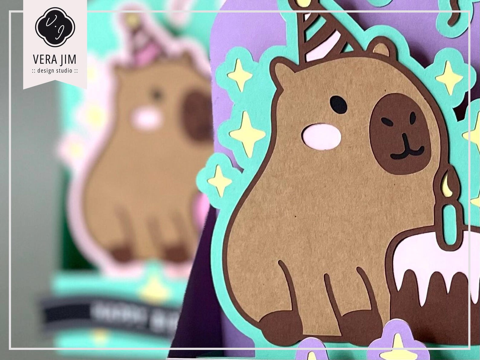 Capybara Birthday Card | Box Card | Handnade Card | 3D Card | Popup ...