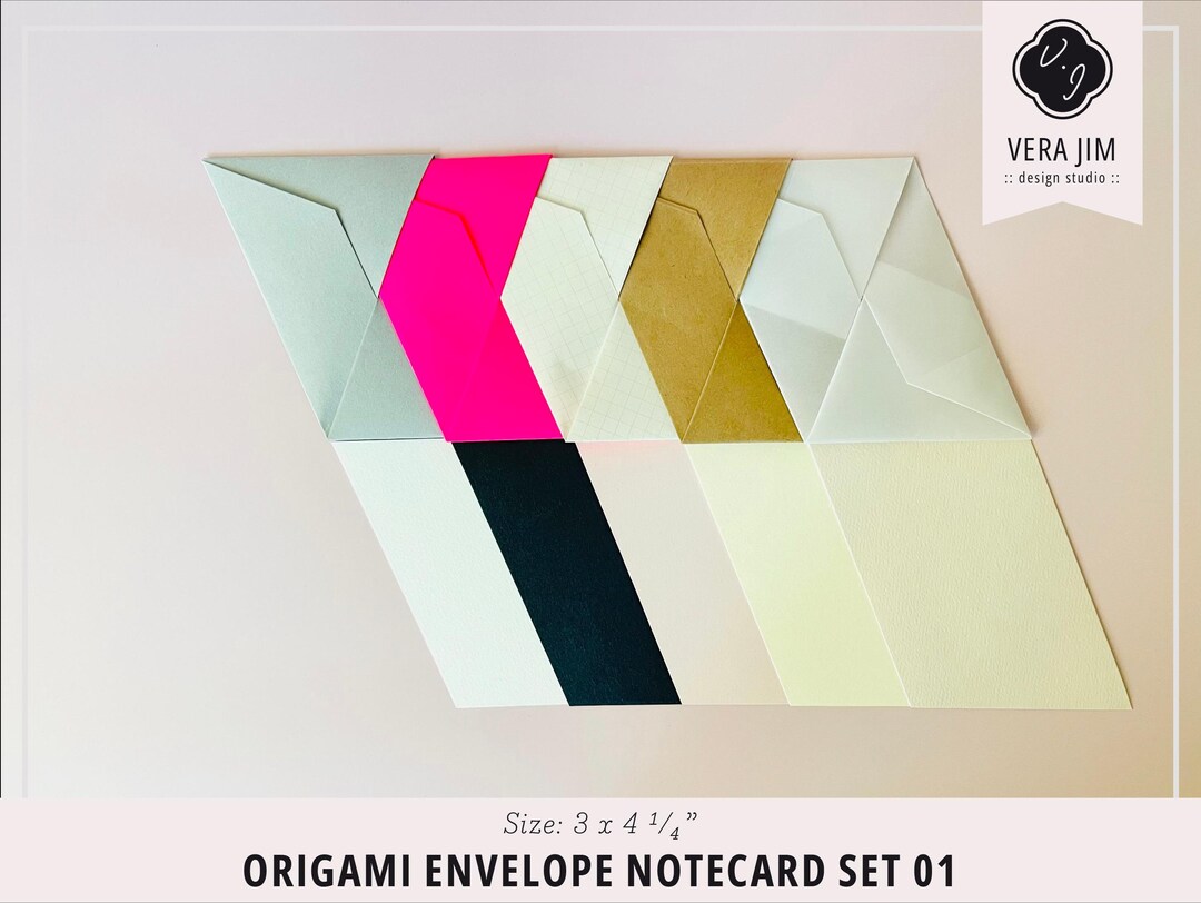 Origami Envelope and Notecard Set 01 | Stationery | Handmade Card ...