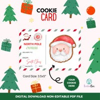 Christmas Printable Mini Cookie Card 3.5" X 5" - Cookie Packaging ...