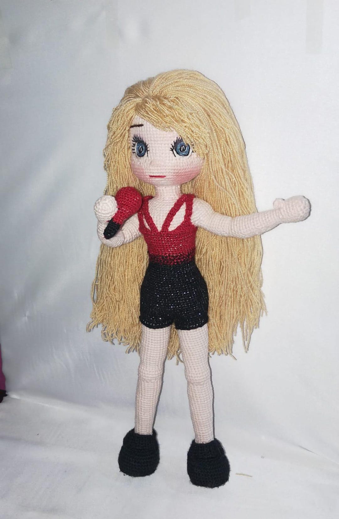 Handmade Crochet Singer Doll – (16.5”) Amigurumi Performer Doll Soft ...