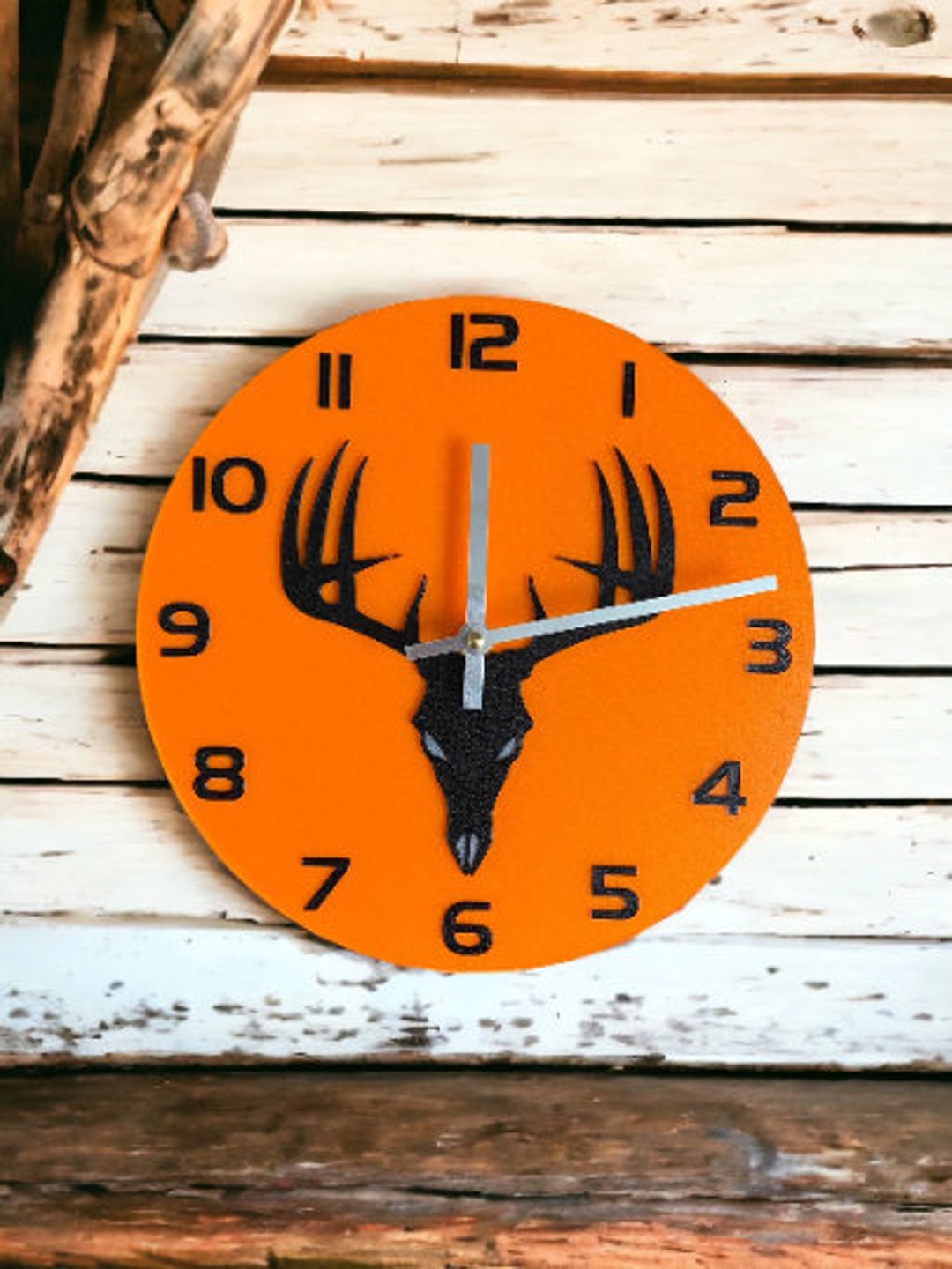 Deer Skull Silhouette Wall Clock: Gift for Him, Gift, Retirement Gift ...