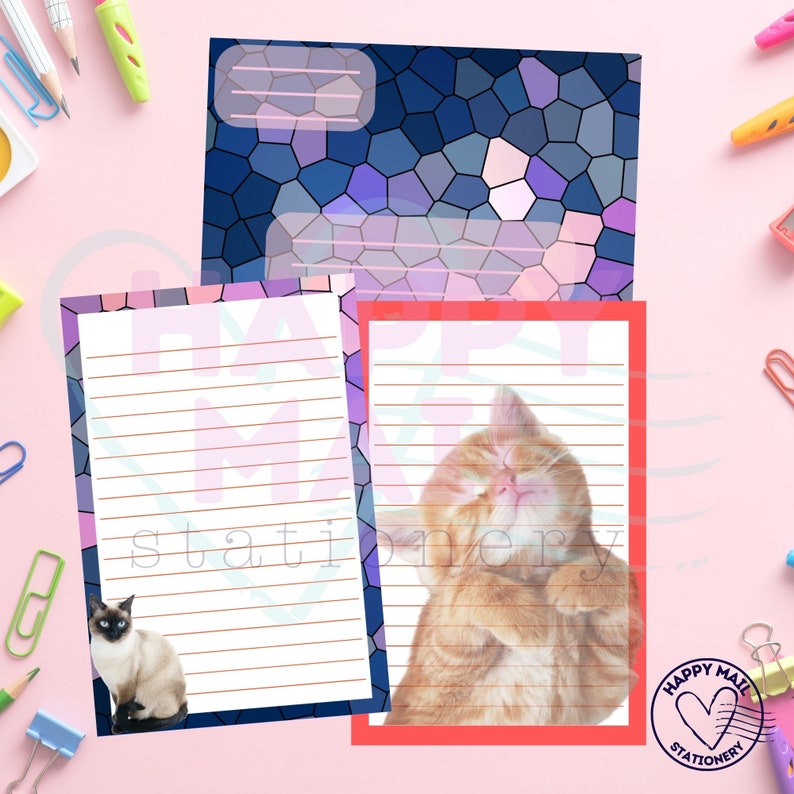 Cat Friends Pen Pal Printable Pack | Digital Cat Lined Paper | Kitten ...