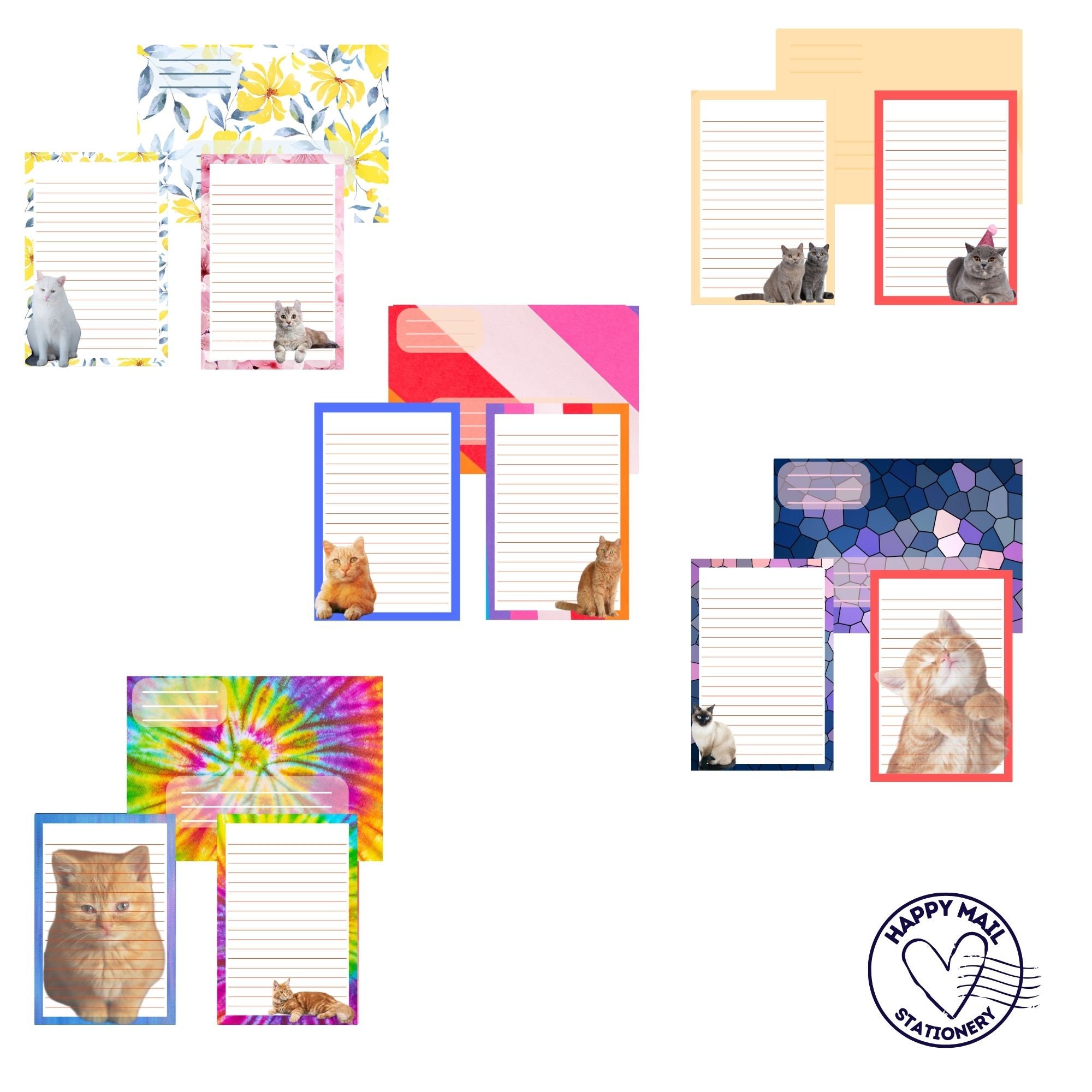 Cat Friends Pen Pal Printable Pack | Digital Cat Lined Paper | Kitten ...