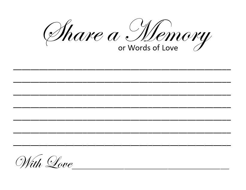 Share a Memory Note Cards 50 Memorial Funeral Celebration of Life ...