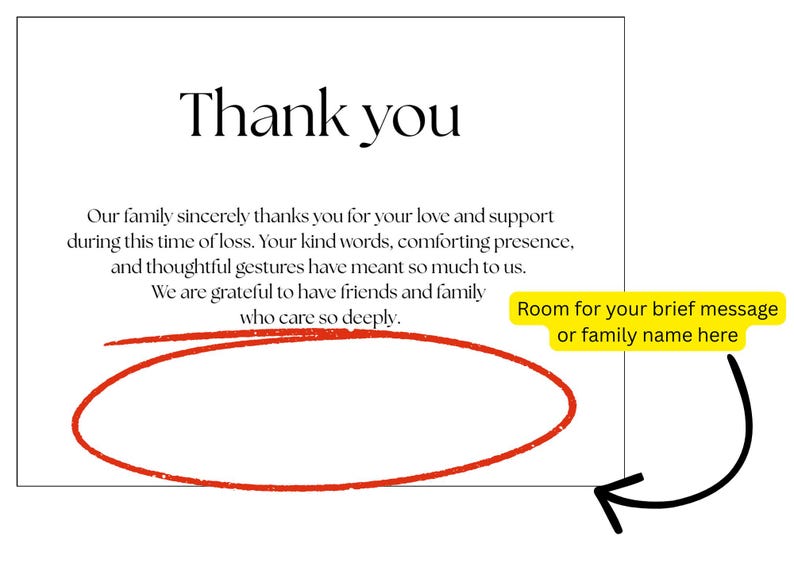 Personalized* Sympathy Thank You Cards, Funeral or Loss Acknowledgments ...