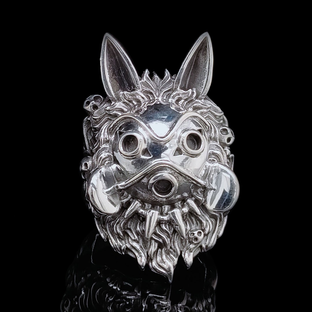 Princess Mononoke Wolf Mask Ring: .925 Sterling Silver - Etsy