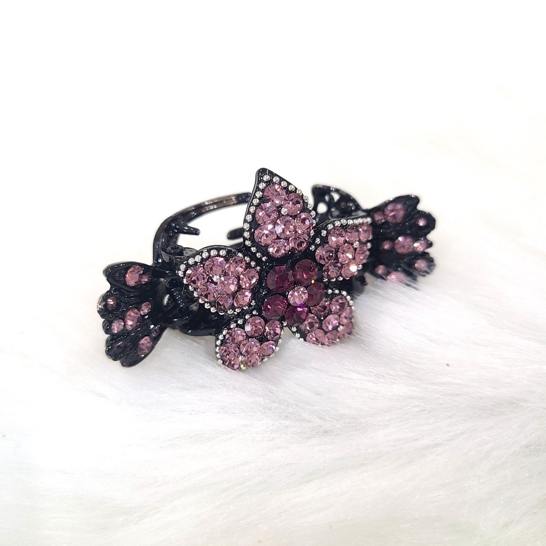 Crystal Flower Metal Claw Jaw Hair Clip - 7colors - Etsy