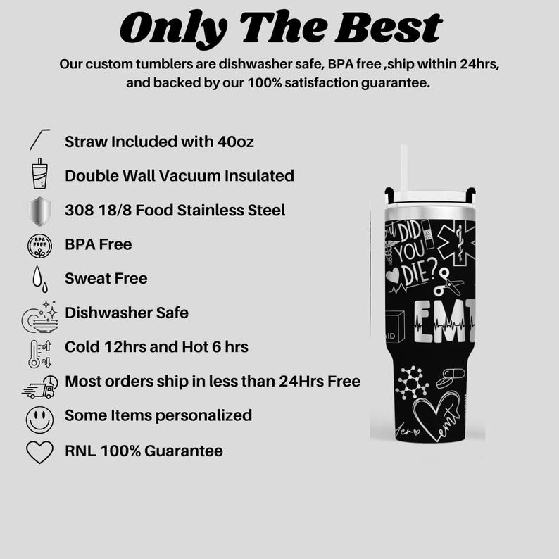 EMT Laser Engraved First Responder Tumbler, Insulated With Handle - Etsy