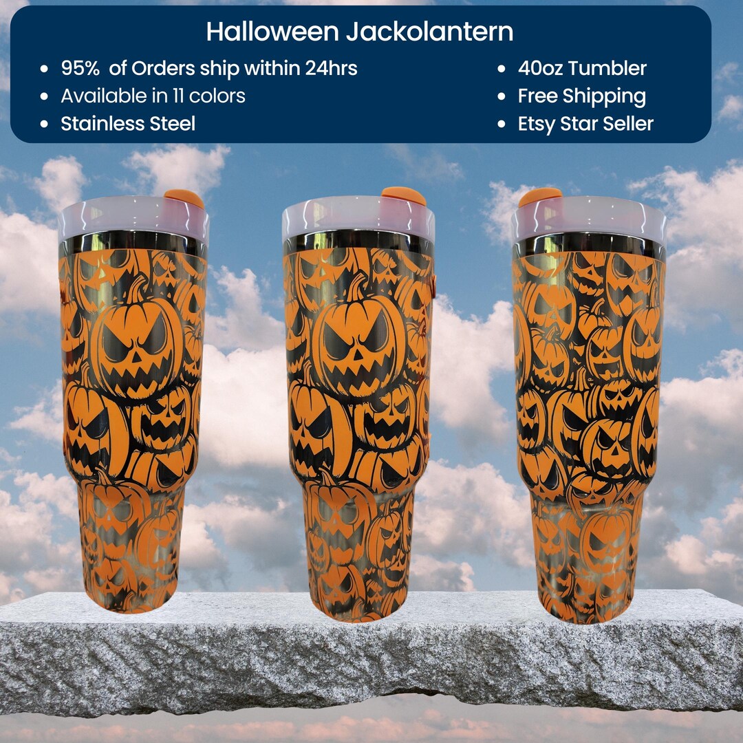 Scary Halloween Jack-olantern Themed Engraved 40oz Tumbler Custom ...