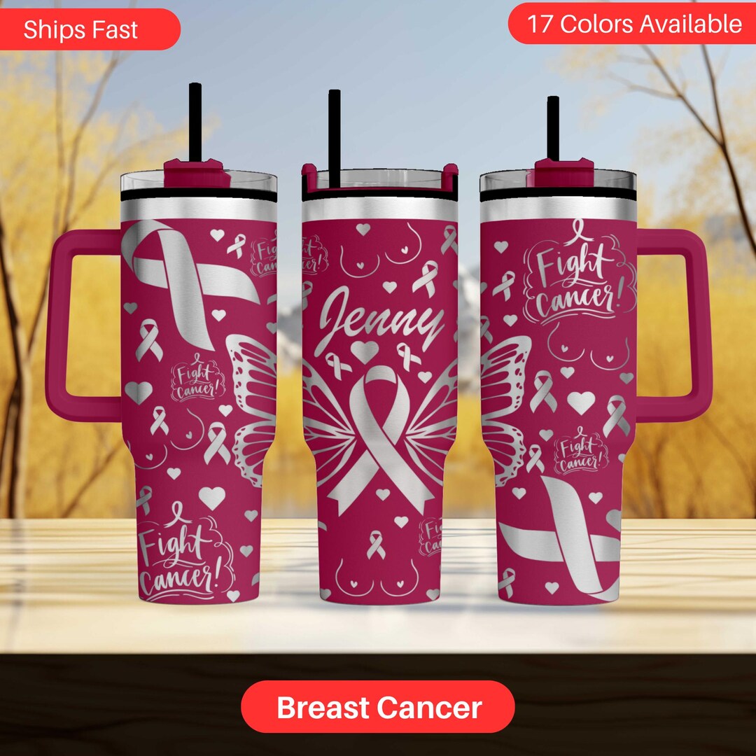 Breast Cancer Awareness Personalized Tumbler, Laser Engraved ...