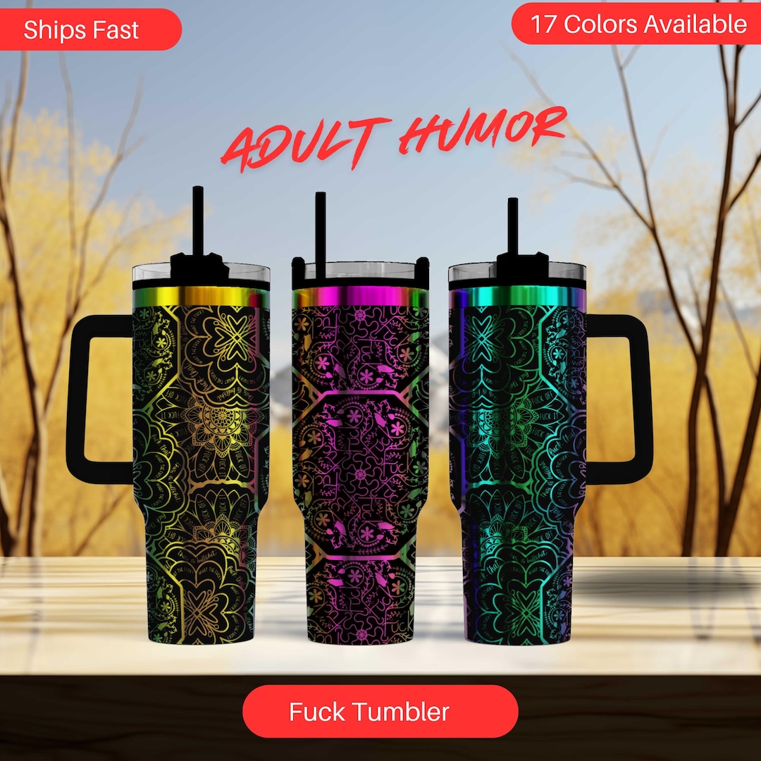 Swear Word Mandala Tumbler 40oz | Engraved Cuss Word Coffee Mug | Funny ...