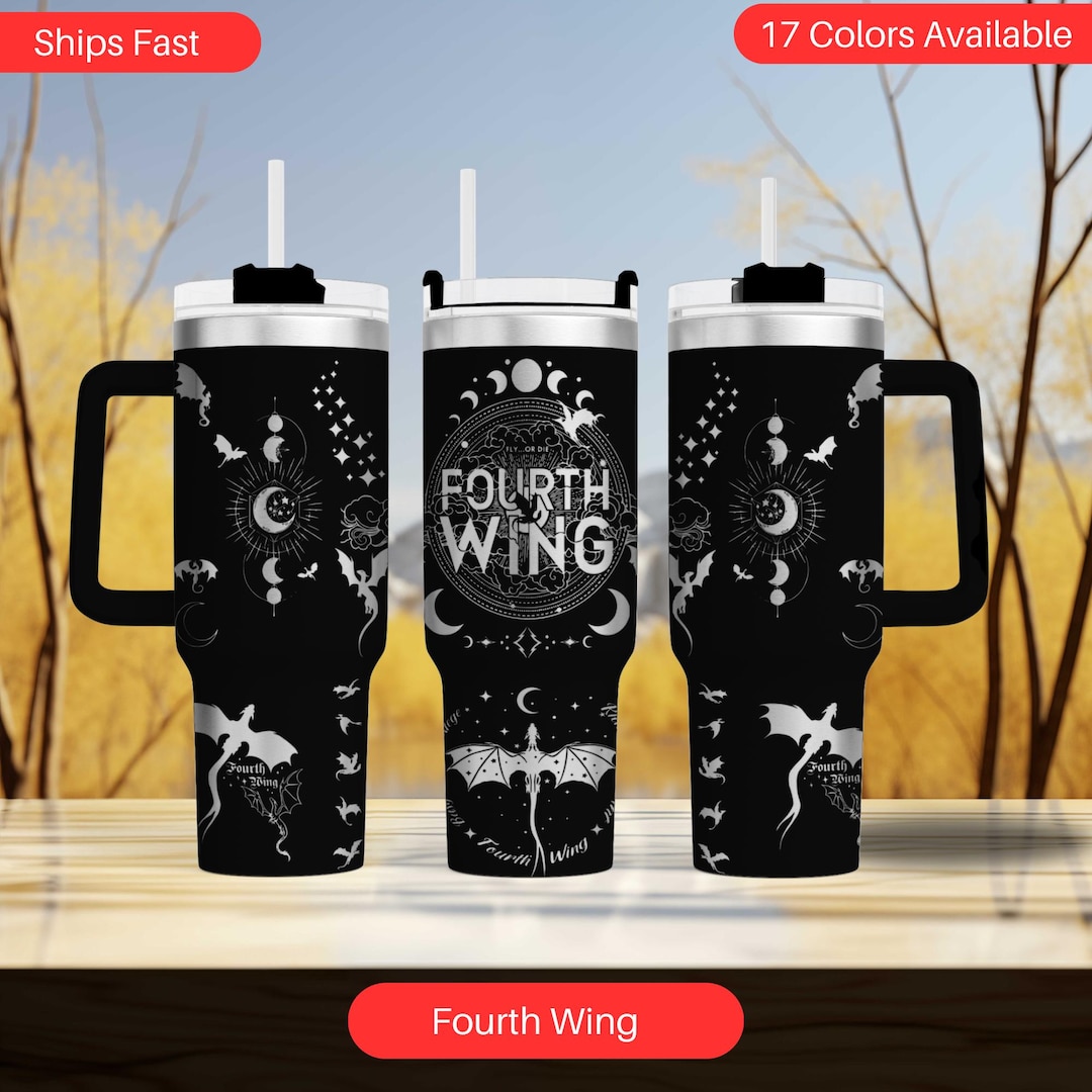 Fourth Wing Tumbler 40oz Stainless Steel With Handle, Laser Engraved ...
