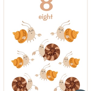 Under the Sea Nursery Prints, Nautical Ocean Animal Flash Card, Number ...