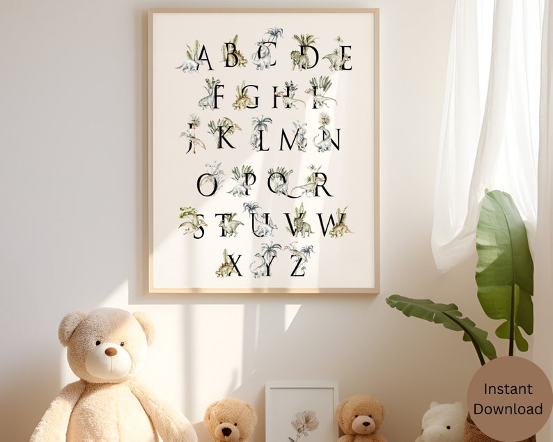 Kids Dinosaur Printable Bundle, Dinosaur Wall Art, Numbers Poster ...