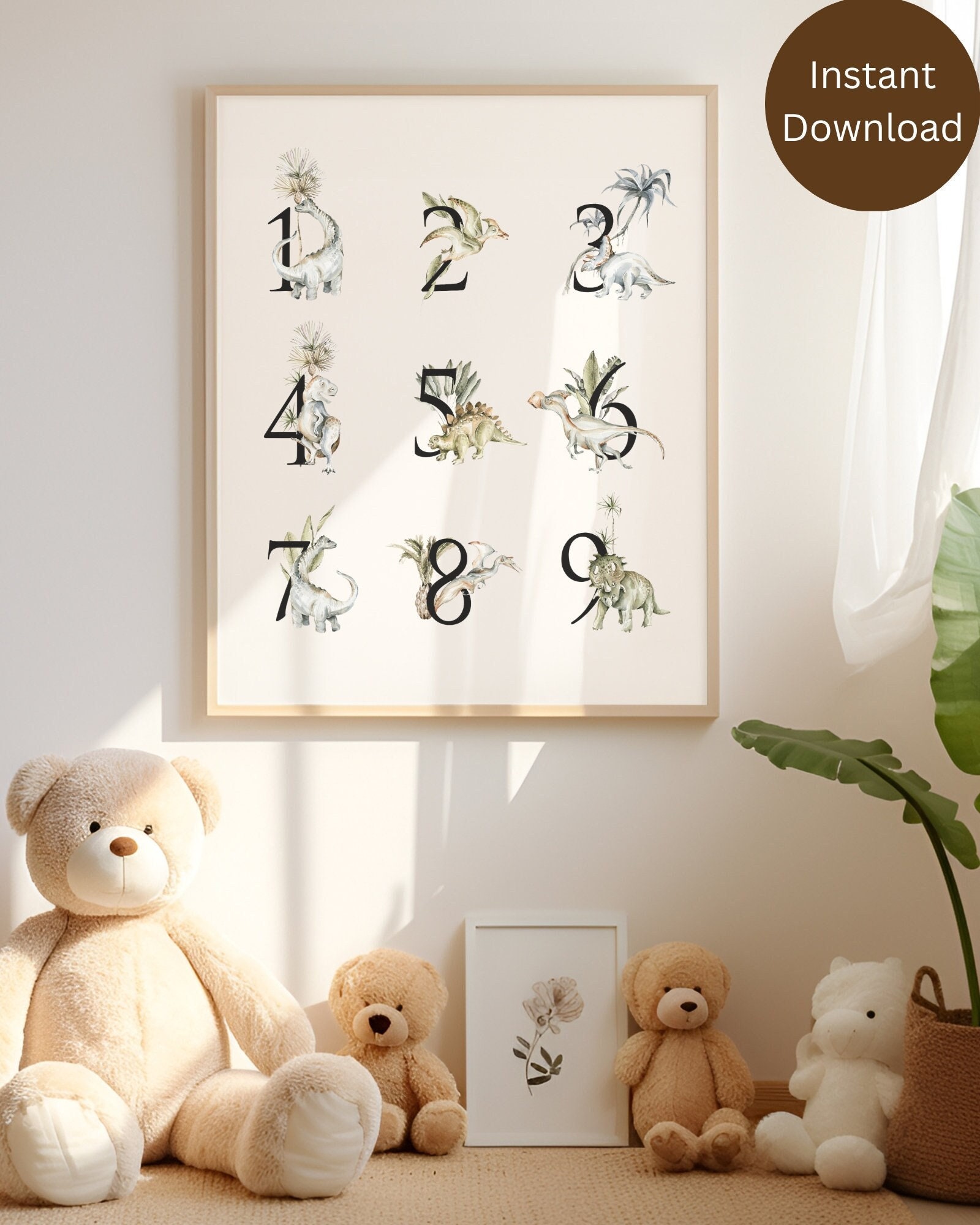 Kids Dinosaur Printable, Dinosaur Wall Art, Numbers Poster, Educational ...