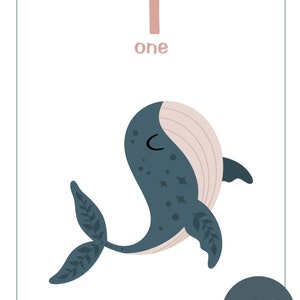 Under the Sea Nursery Prints, Nautical Ocean Animal Flash Card, Number ...