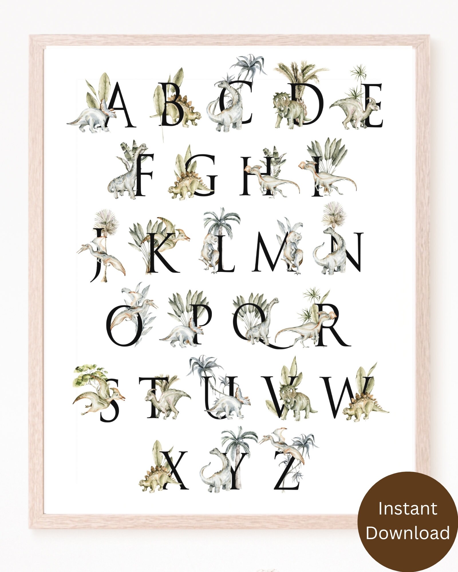 Kids Dinosaur Printable, Dinosaur Wall Art, Alphabet Poster ...