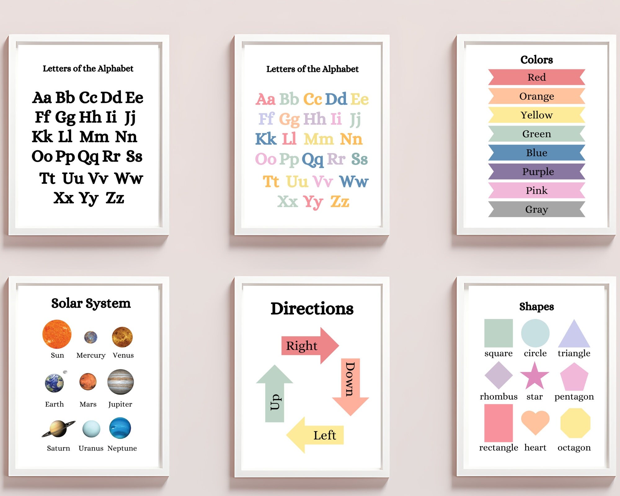 Set of 12 Educational Posters, Montessori Classroom Decor, Homeschool ...