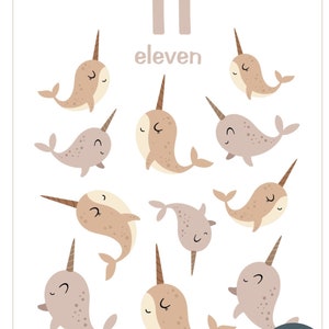 Under the Sea Nursery Prints, Nautical Ocean Animal Flash Card, Number ...