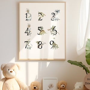Kids Dinosaur Printable Bundle, Dinosaur Wall Art, Numbers Poster ...