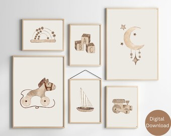 Neutral Nursery Print Set, Gender Neutral Baby Art, Nursery Printable ...