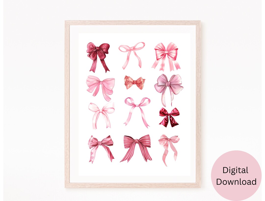 Pink Bow Print,preppy Wall Art,teen Room Decor,preppy Poster,college ...