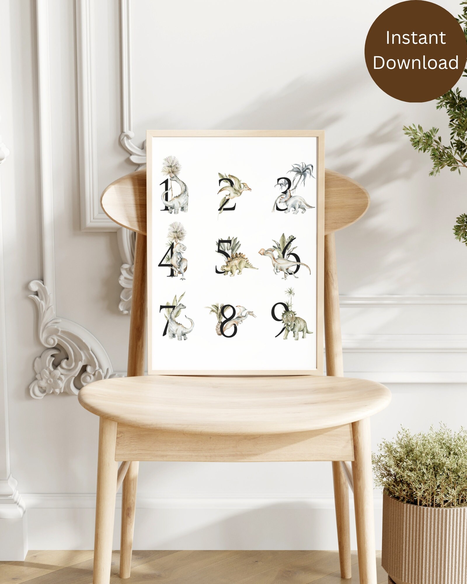 Kids Dinosaur Printable, Dinosaur Wall Art, Numbers Poster, Educational ...