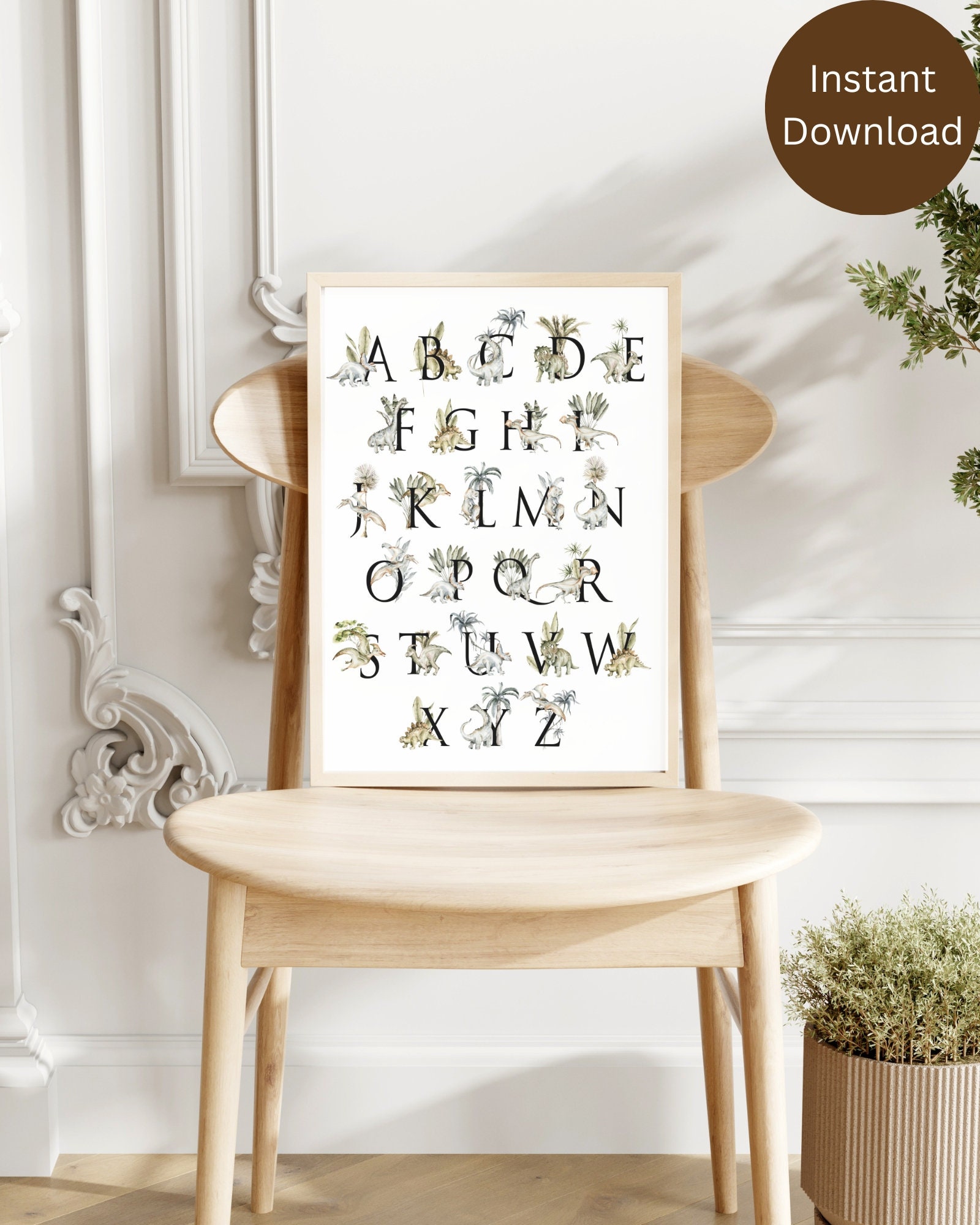 Kids Dinosaur Printable, Dinosaur Wall Art, Alphabet Poster ...