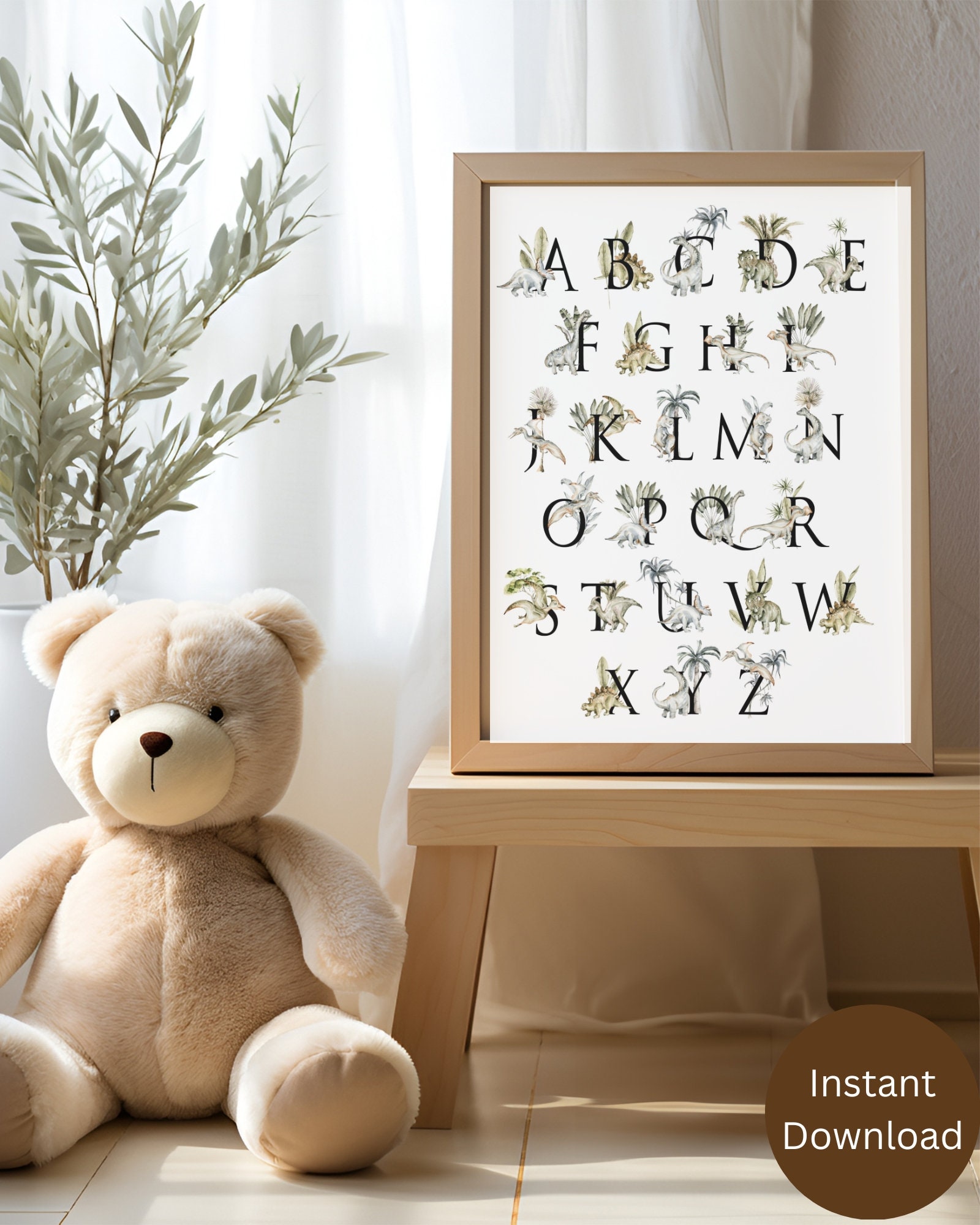 Kids Dinosaur Printable, Dinosaur Wall Art, Alphabet Poster ...