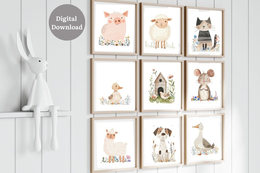 Set of 9 Farm Nursery Prints, Farm Animal Art Prints, Farm Boy Room ...