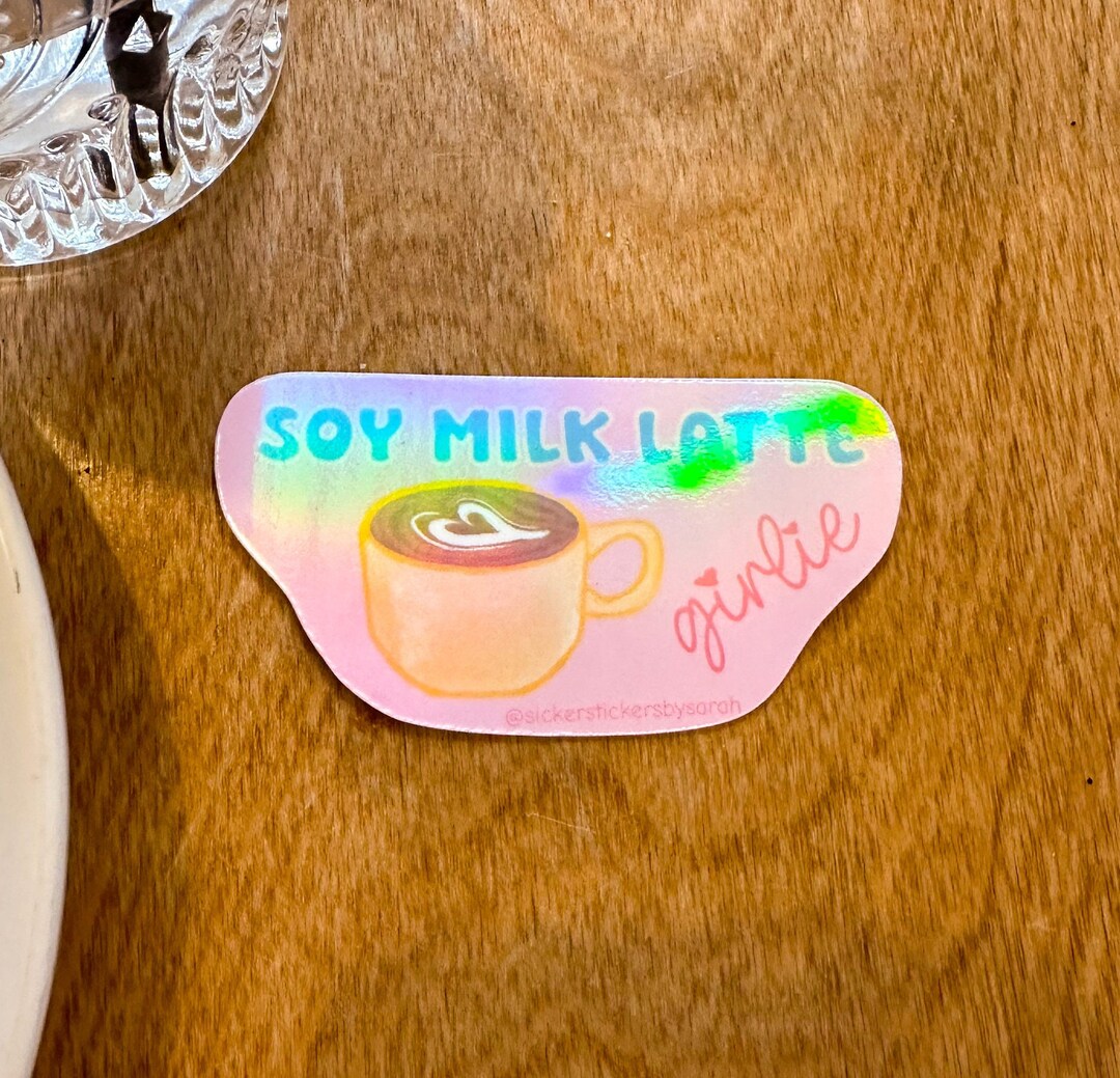 Soy Milk Latte Girlie Vinyl Sticker for Vegan Coffee Lovers - Etsy