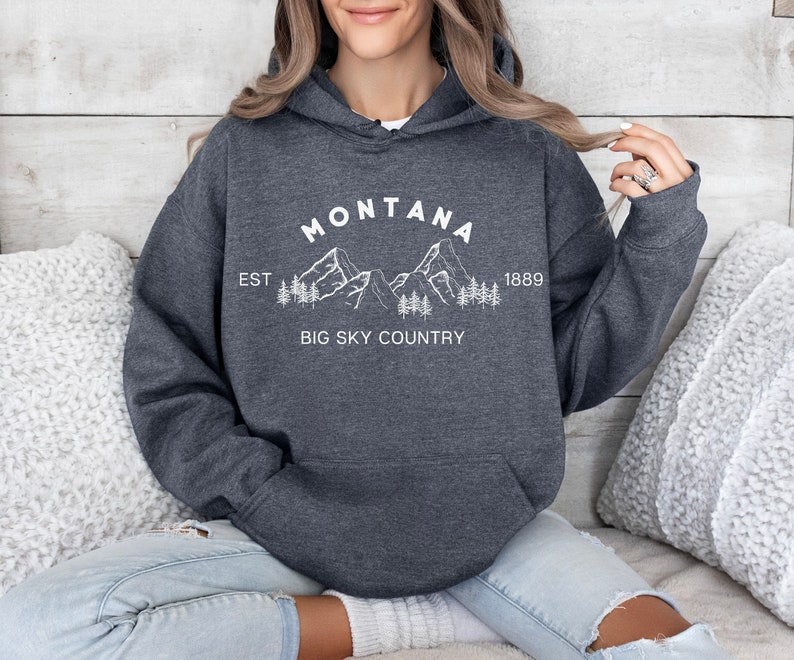 Montana Big Sky Country Sweatshirt, Montana Hoodie, Mountain and Nature Lover Shirt, MT State ...