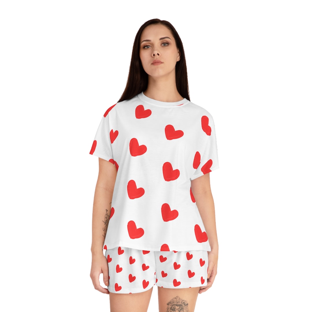 Heart Pajama Set, Women's Short Pajama Set AOP - Etsy