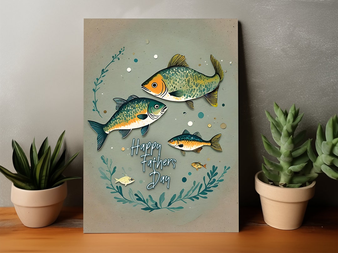Fish Father's Day Card 5x7 Printable Greeting Card With Printable ...