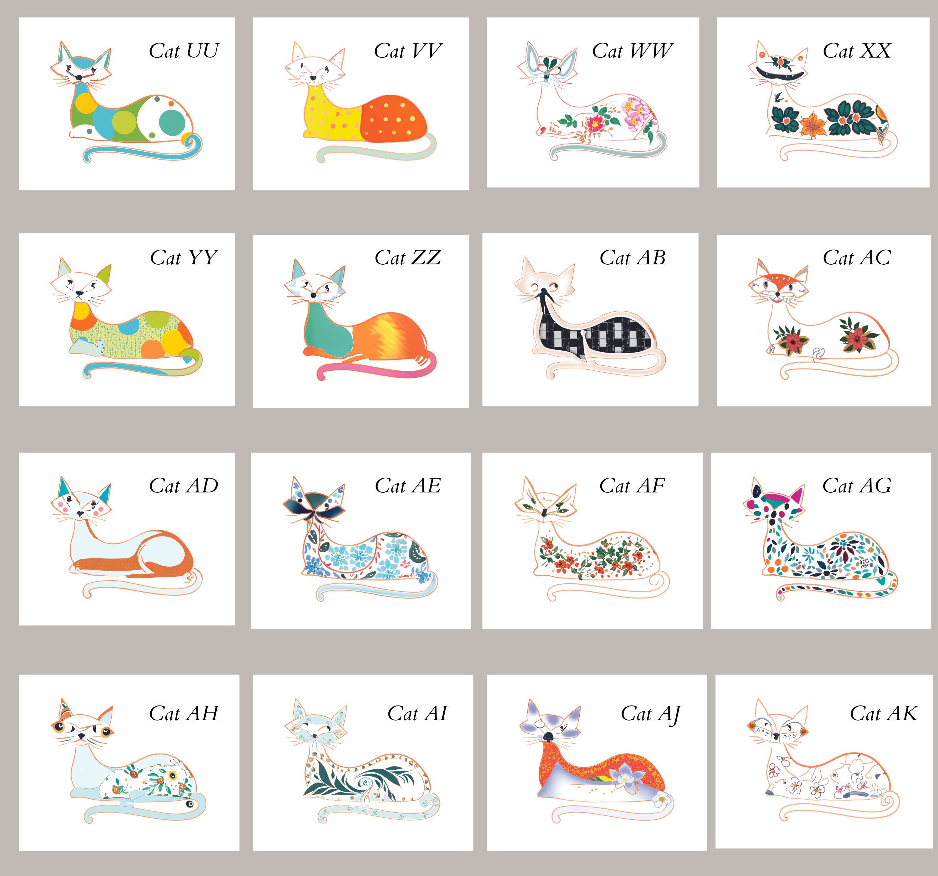 Eclectic Cat Wall Art, Boho Wall Art, Nursery Decor, Digital Art ...