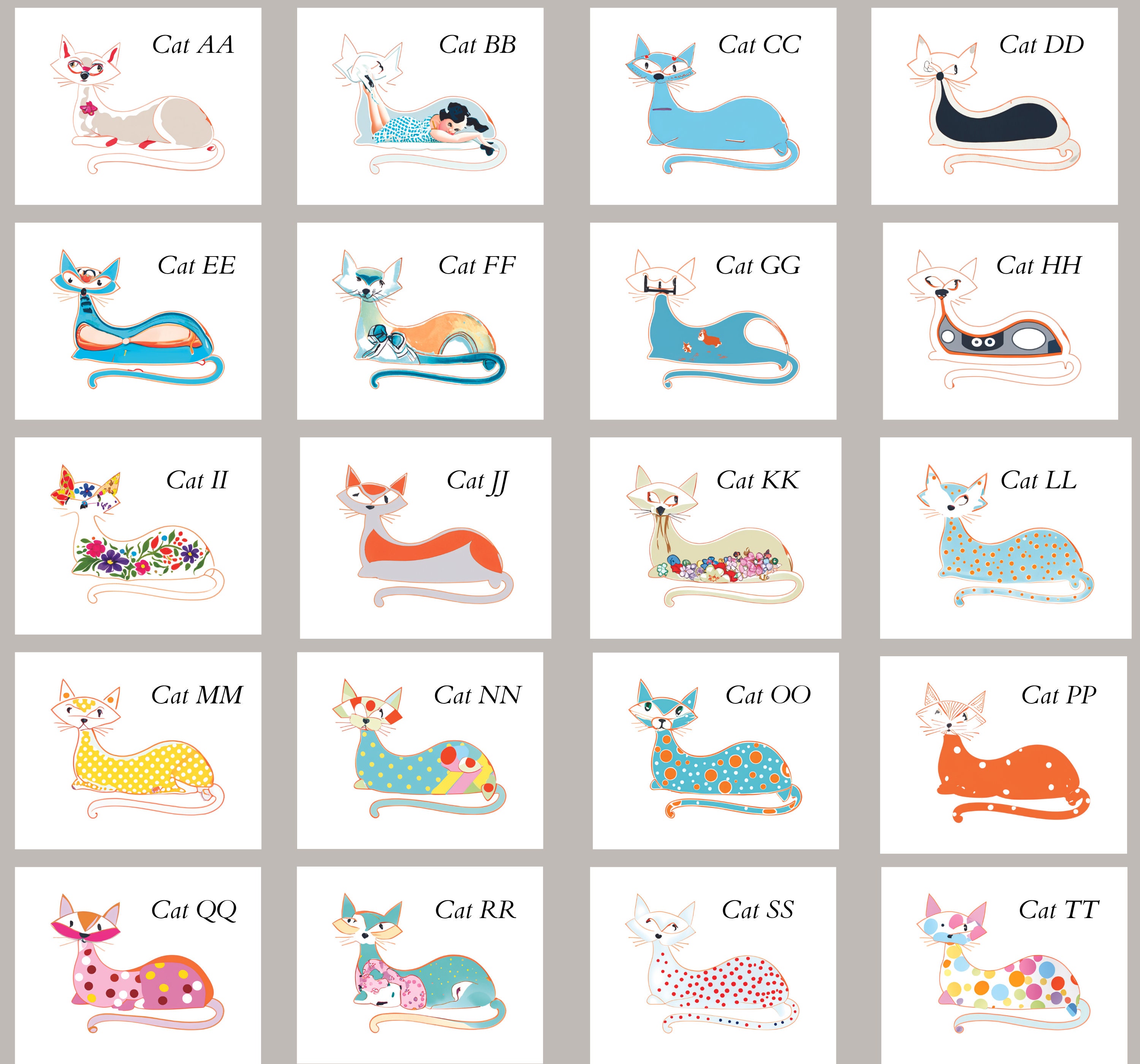 Eclectic Cat Wall Art, Boho Wall Art, Nursery Decor, Digital Art ...