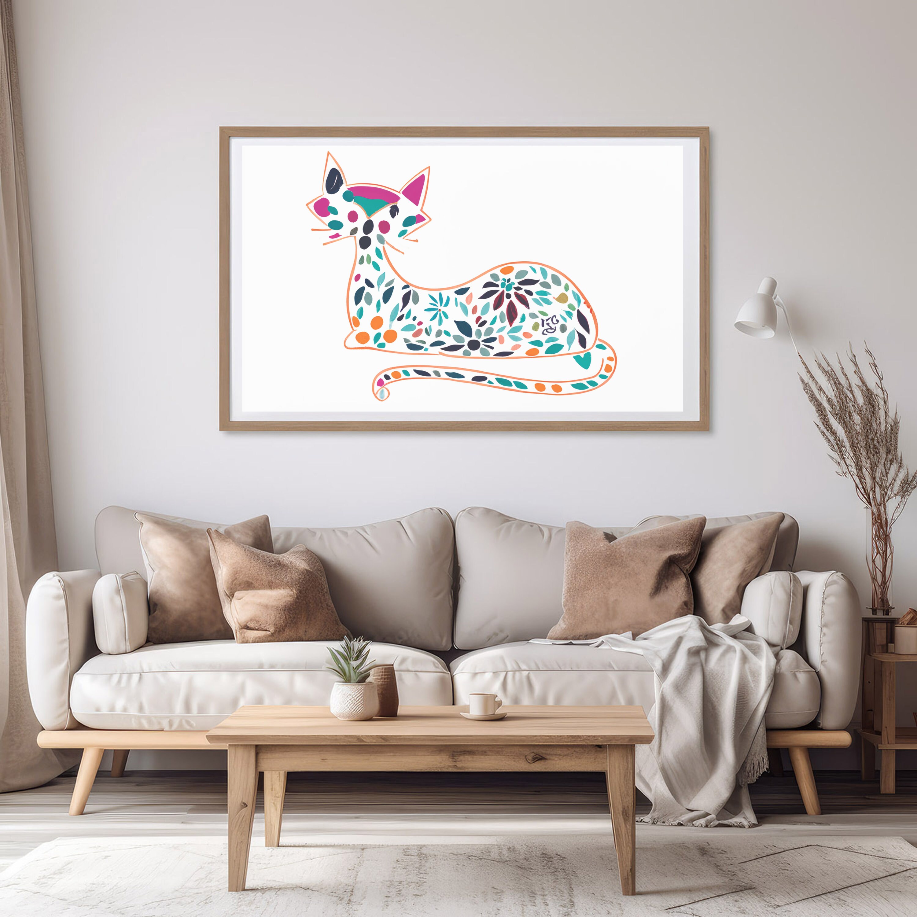 Eclectic Cat Wall Art, Boho Wall Art, Nursery Decor, Digital Art ...