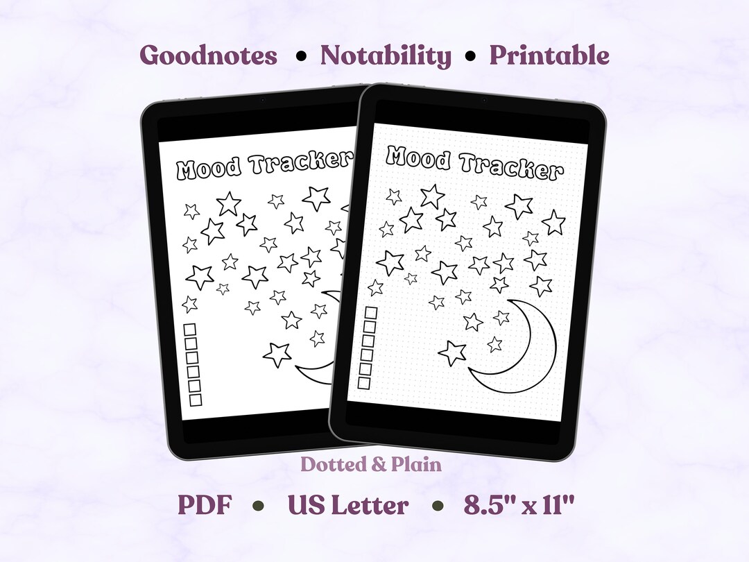 Printable Daily Mood Tracker Starry Sky Mood Tracker Digital PDF Mood ...