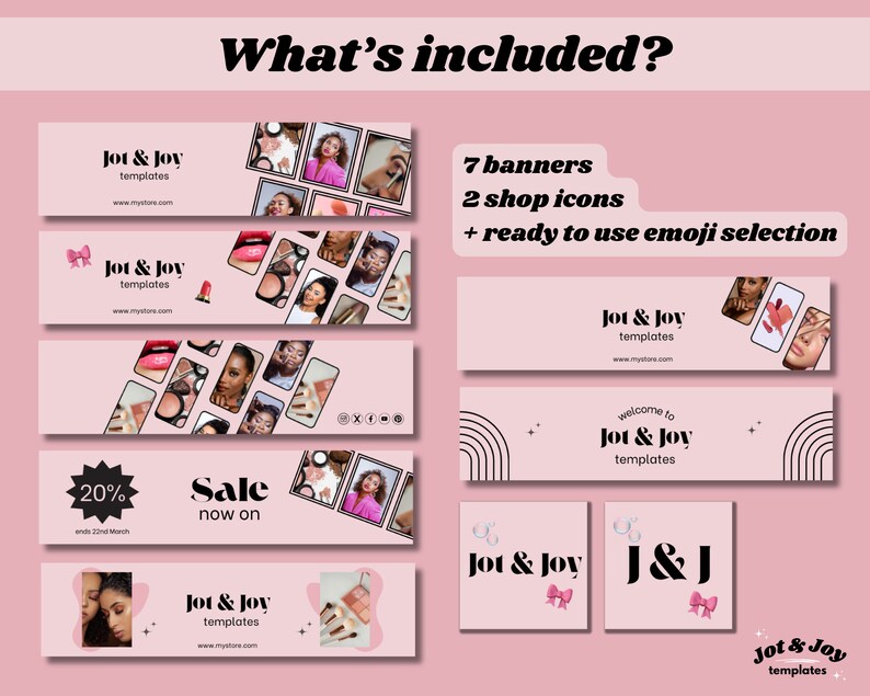 Etsy Shop Banner and Icons Templates | Etsy Starter Kit | Pink Etsy ...
