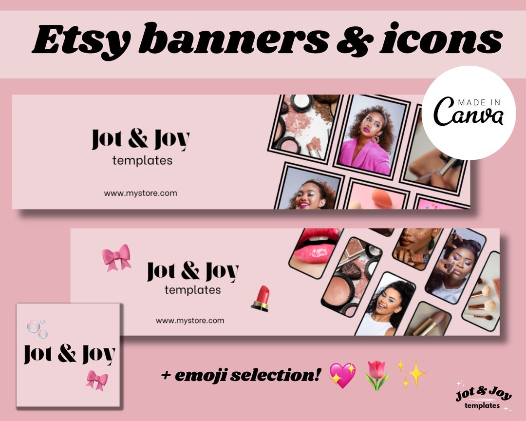 Etsy Shop Banner and Icons Templates Etsy Starter Kit Pink Etsy Banner ...