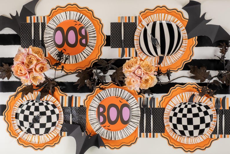 Vintage Black & White Stripe Paper Table Runner 10ft Long | Halloween ...