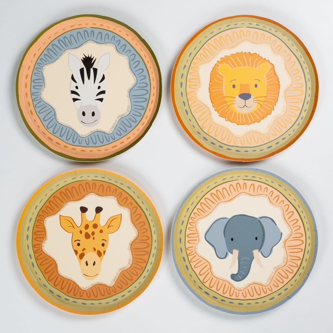 Safari Dessert Plates, Jungle Party Plates, Safari Birthday Decor, Wild ...
