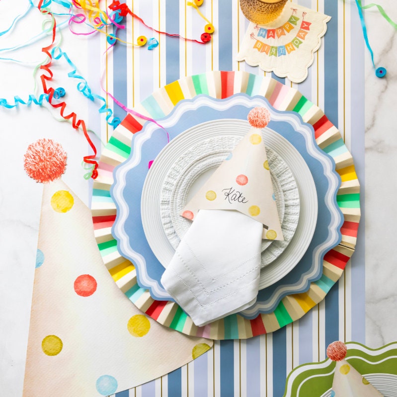 Blue Striped Table Paper Table Runner | 10ft Long - Etsy